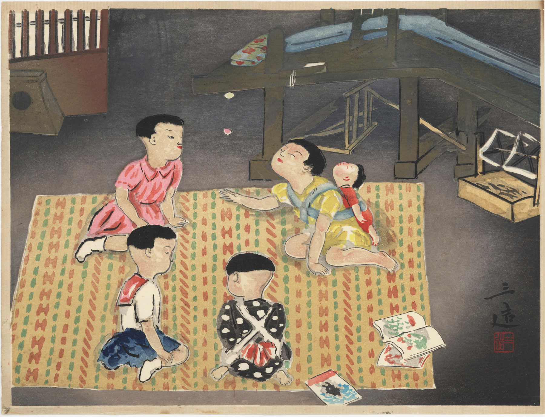 Girls Playing Otedama - The Lavenberg Collection of Japanese Prints